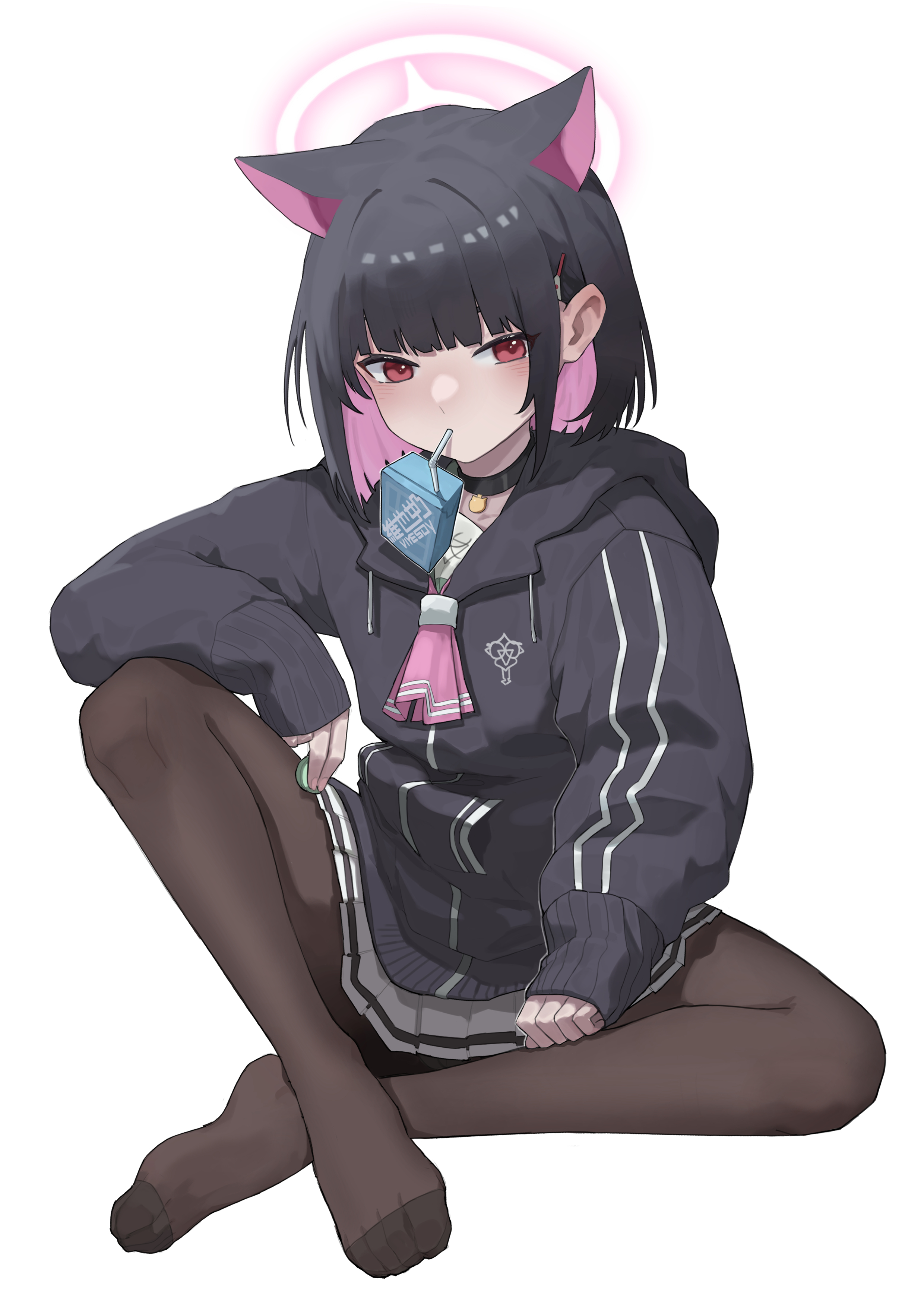 namae kunn blue archive kyouyama kazusa animal ears feet halo nekomimi pantyhose seifuku skirt ...